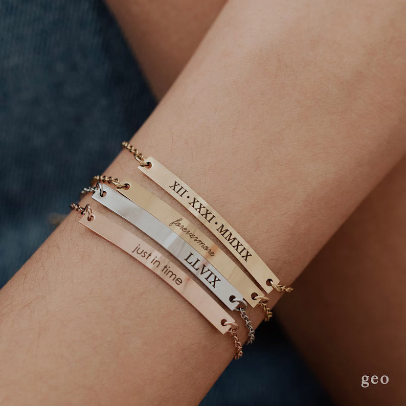 Engraved Bar Bracelet – Zivi Fashion