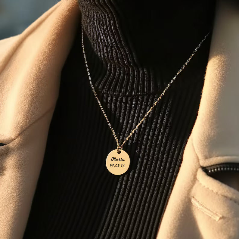 Circle Engraved Necklace – Zivi Fashion